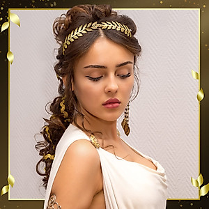 XunYee 6 Pcs Gold Leaf Headbands Set Pearl Headbands for Women Greek Goddess Accessories Flower Faux Pearls Headband Gold Metal Prom Headpiece Crown Bridal Hairband for Women Girl (Graceful Style)