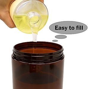 Hethyo Pump Bottle Dispenser 3 Pcs 600ml/20oz Refillable Plastic Pump Bottles Wide Mouth Jar Style BPA Free Empty Pump Bottles Bathroom Shower Containers for Lotion Shampoo Conditioner (Brown)