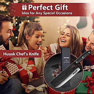Huusk Knives from Japan, Nakiri Knife Vegetable Cleaver, Japanese Premium High Carbon Steel Hand Forged Sharp Asian Knife Multipurpose Chef Knife Medium-heavy Duty for Kitchen Christmas Gifts for Dad