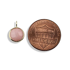 Pink Opal Checkerboard Charm 8mm Round Handmade In 14k Yellow Gold 1.60 Carats