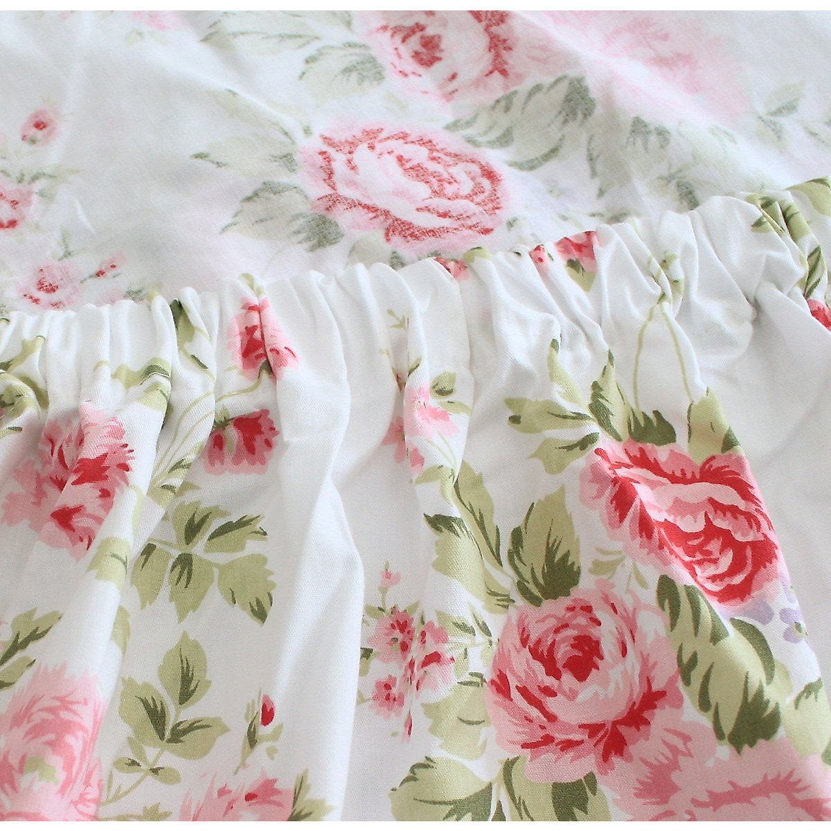 FADFAY 7Pcs Queen Size Premium Cotton Rose Floral Duvet Cover Sheets Set,1 Duvet Cover+1 Flat Sheet+1 Fitted Sheet+ 4 Shams