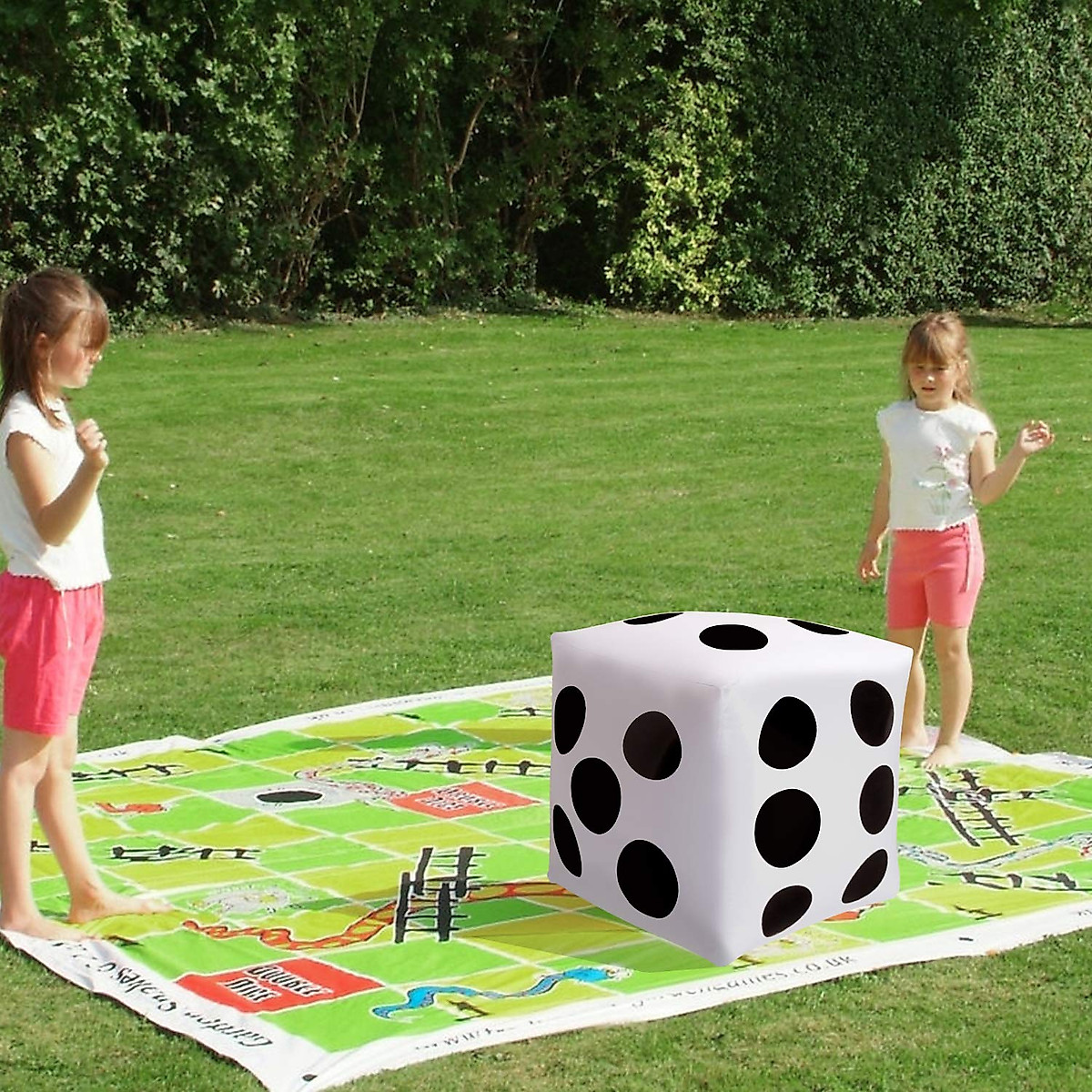 Novelty Place 2 Pcs Jumbo Inflatable Dice, 20" White and Black Giant Dice for Indoor and Outdoor Broad Game, Ludo and Pool Party