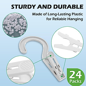 24pcs Laundry Hooks Clip Plastic Clothes Hangers Pins Super Strong Hanger Clips for Bathroom Travel Portable,White