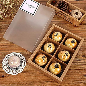 12 Packs Cupcake Boxes,Brown Kraft Treats Gift Boxes with Inserts and Display Windows,Cupcake Containers for Baking Pastries Goodies Biscuits(6 Lattices)