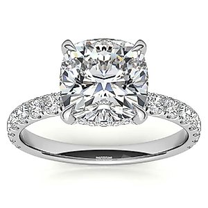 10K Solid White Gold Handmade Engagement Ring, 2 CT Cushion Cut Moissanite Diamond Solitaire Bridal/Wedding Rings for Women/Her, Minimalist Ring Anniversary Ring For Gifts (5)