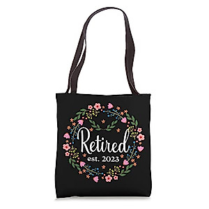 Retired est. 2023 Retiree Cute Flower Floral Retirement Tote Bag