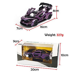 Alloy Collectible Purple McLaren Senna Toy Car Model Pull Back Vehicle DieCast with Lights and Sound