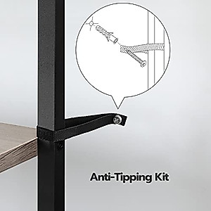 HOOBRO Freestanding Wine Rack, 16-Bottle Wine Storage Rack with Tabletop and Glass Holder, 6-Tier Bar Rack, for Kitchen, Bar, Dining Room, Greige and Black BG04JJ01