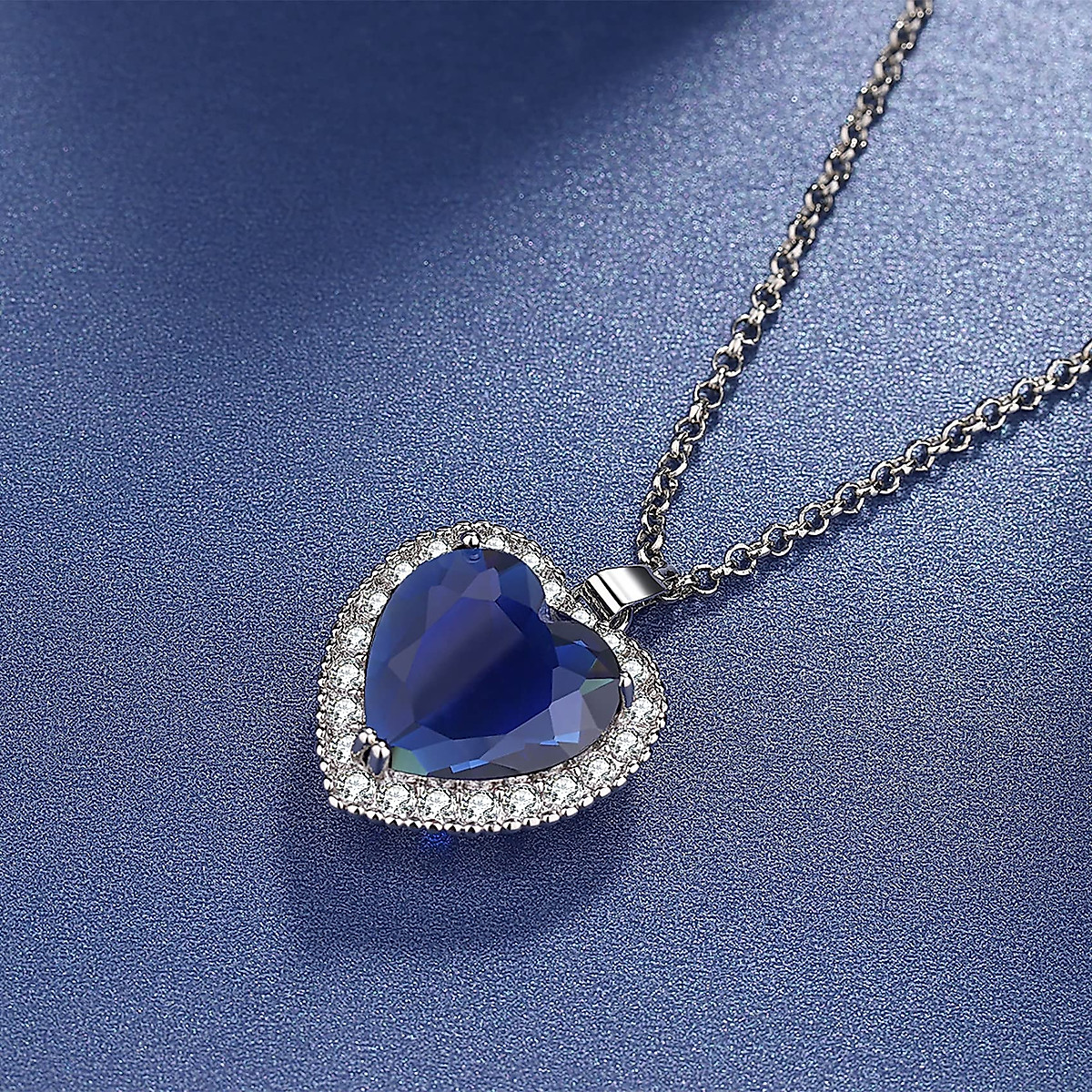 AILUOR Titanic Heart of the Ocean Necklace, Silver Necklace Pendants Jewelry Mother's Day Gift