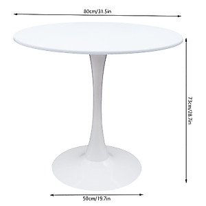 LIYUANJUN 31.5" Round Dining Table, Pedestal Table Mid Century Coffee Table End Side Table for Office Bar Hotel Living Room Sturdy Pedestal 165 Pounds Load-Bearing Capacity