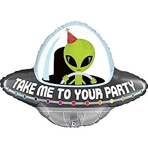 Betallic Alien Spaceship Take Me To Your Party 29 Inch Supershape Foil Balloon