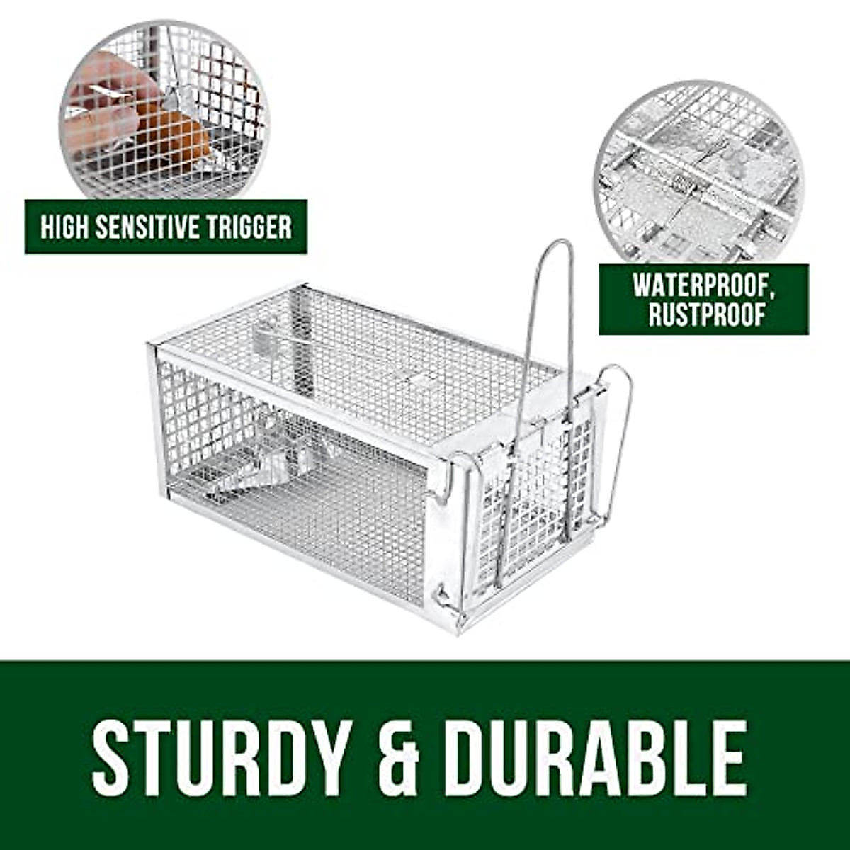 Garsum Humane Mouse Trap, Squirrel Trap, Live Animal Trap, Rodent Cage Catch Mice, Squirrels, Chipmunks, Hamsters for Indoor and Outdoor, Catch and Release, 1 Trap