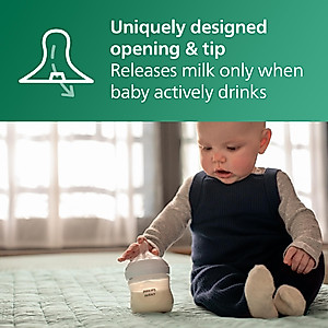 Philips Avent Natural Glass Baby Bottles with Natural Response Nipples (Slow Flow, Flow 2), 4oz, 4-Pack, SCY910/04