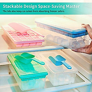 Food-grade Silicone Ice Cube Tray with Lid and Storage Bin for Freezer, Easy-Release 2 * 36 Small Nugget Ice Trays 1 ice Bucket & Scoop, Flexible Ice Cube Molds with Ice Container