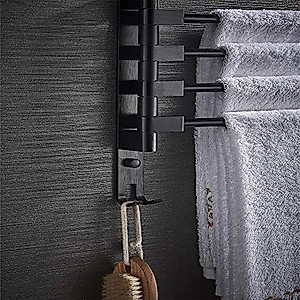 Nevup Swivel Towel Bar Rustproof Wall Mount Bathroom Swing Out Towel Shelf Self Adhesive with Glue or Wall Mount with Screws Folding Arm Hand Towel Rack