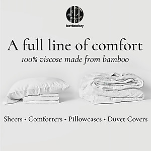 Bamboo Bay 6 Piece King Size Sheet Set, 100% Viscose Made from Bamboo, Breathable Ultra Soft Cooling Bed Sheets for Hot Sleepers, Beddings with Deep Pockets Fit 16" Mattress, Light Grey