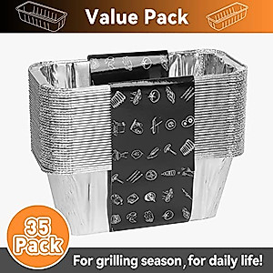 SHINESTAR 35-Pack Grease Cup Liners for Blackstone 17, 22, 28, 30, 36 Inch Griddle with Rear Grease Cup, Disposable Aluminum Foil Drip Pan, 8 x 3.7 Inch
