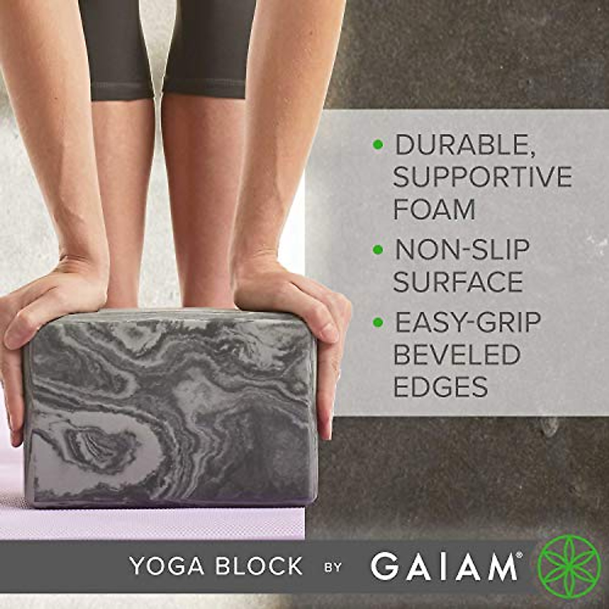 Gaiam Yoga Block - Supportive Latex-Free EVA Foam Soft Non-Slip Surface for Yoga, Pilates, Meditation, Tri-Color Teal Tonal