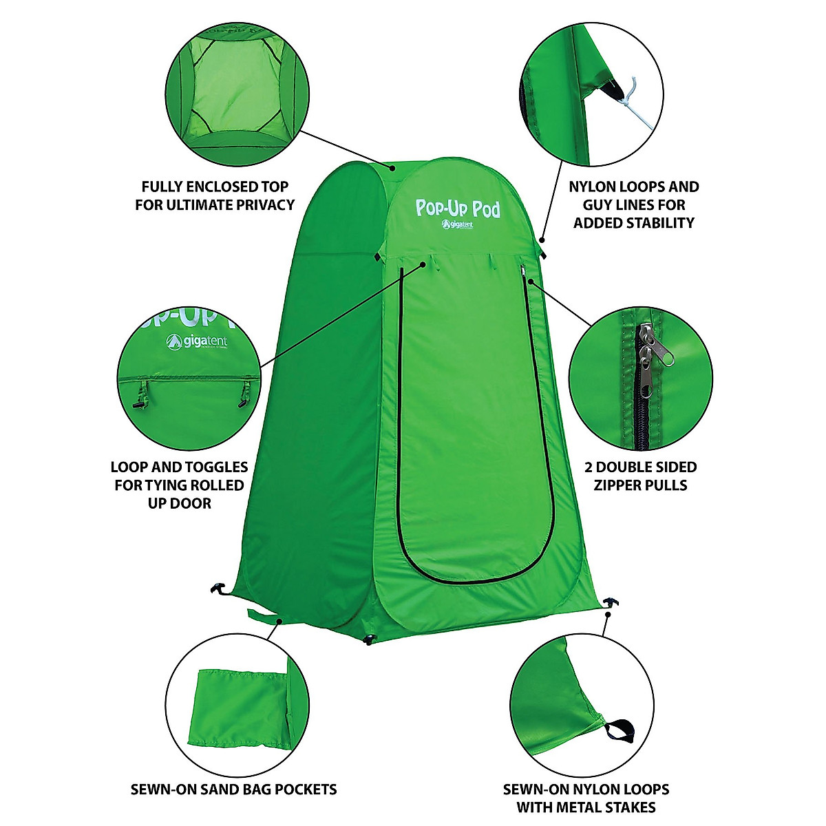 GigaTent Pop Up Pod Changing Room Privacy Shower Tent – Instant Portable Outdoor Rain Shelter, Camp Toilet for Camping & Beach – Lightweight & Sturdy, Easy Set Up, Foldable - with Carry Bag