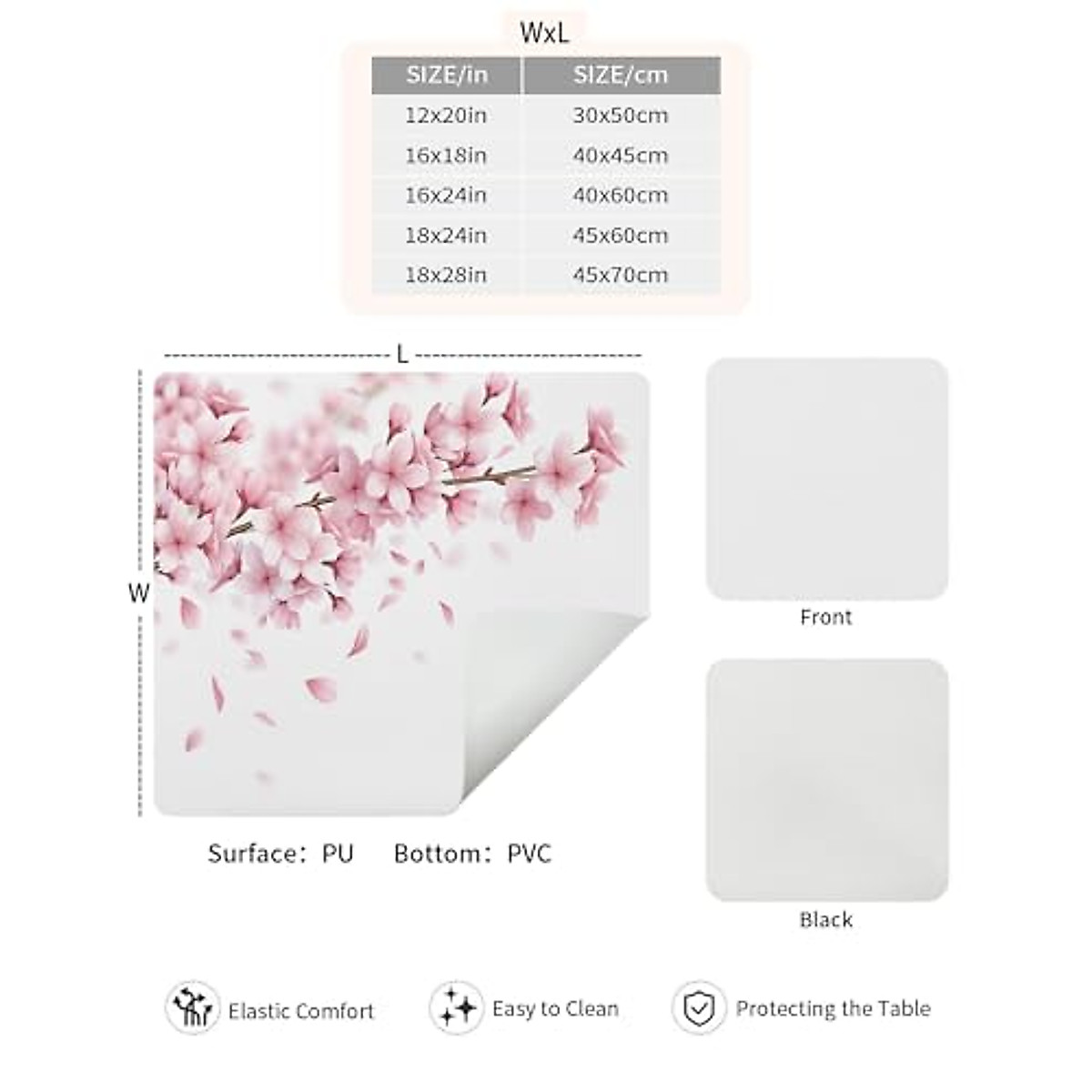 Spring Pink Sakura Blossom Flowers Coffee Mat Coffee Maker Mat,Super Absorbent Coffee Bar Accessories,Floral Garden Art on White Non-slip Coffee Station Mat Dish Drying Pad,16x18in