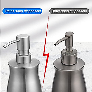Haitis 14.0 Oz/410 ml 304 Brushed Stainless Steel Manual Liquid Soap Dispenser, Hand Soap Dispenser, Stainless Large Pump Head, Anti-Rust and Leak Proof, for Bathroom, Kitchen Sink, Washroom, 1 Pack