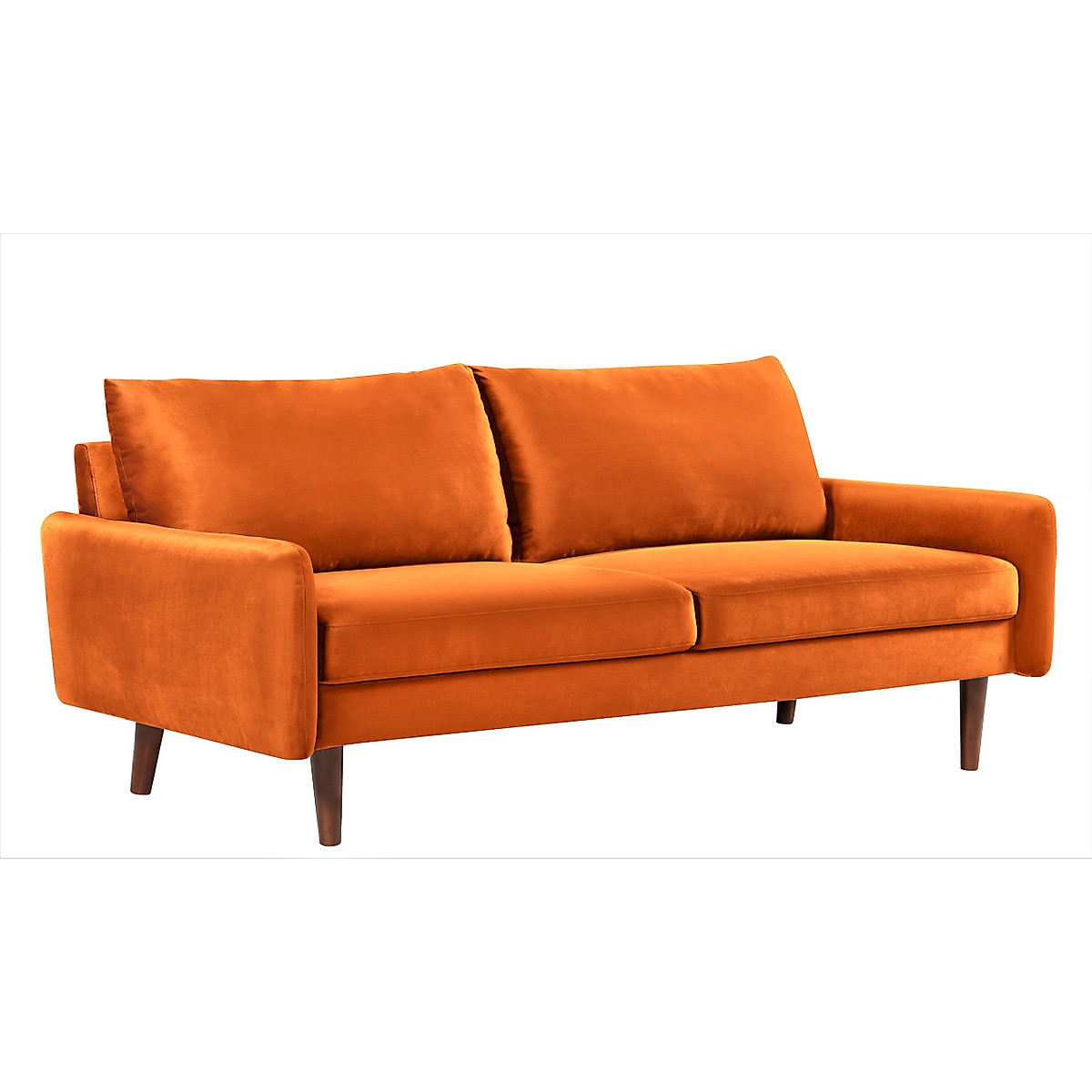 US Pride Furniture Kent Modern Velvet Sofa, Comfortable 3 Seater Couch for Living Rooms and Small Spaces, Ideal Studio Apartment Furniture with Sleek Design, Orange