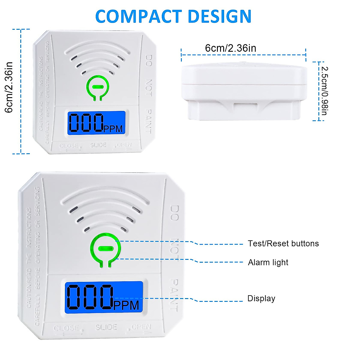 Carbon Monoxide Detector,CO Alarm Monitor Detector Complies with UL 2034 Standard for Home,Carbon Monoxide Sensor with LCD Digital Display and Sound Warning for Home