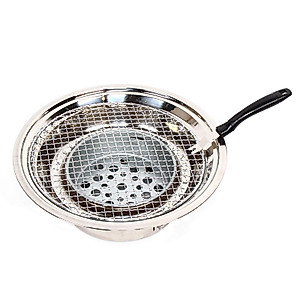 BBQ Charcoal Grill 15.7 inch Round Stove-top Household Indoor Carbon Grill for Camping Picnic Party Silver