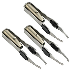 Iconikal Slant Tip Stainless Steel LED Lighted Tweezer, 3-Pack