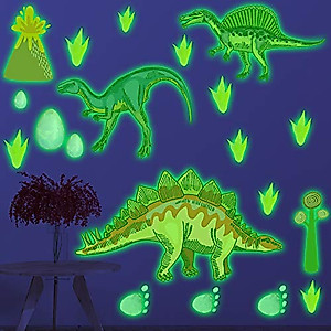 Dinosaur Wall Stickers Decals for Boys Room,Glow in The Dark Dinosaur Wall Decals Ceiling Stickers for Kids Bedroom, Wall Decor Kids Birthday Christmas Gift