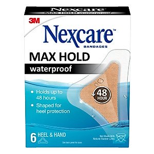 Nexcare Max Hold Waterproof Bandages, Stays On for 48 Hours, Flexible Bandages for Fingers, Hands and Heels - 6 Pack Clear Waterproof Bandages