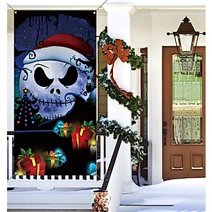The Nightmare Before Christmas Door Cover Xmas Winter Holiday Party Front Door Banner Photography Home Porch Decoration