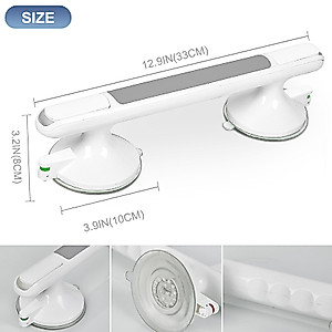 Kaglro 12 inch Grab Bars for Bathtubs and Showers with Indicators, Elderly Shower Handle with Strong Suction Cup, Tool Free Installation, Balance Assist Safety Shower Grab Bar for Seniors, Handicap