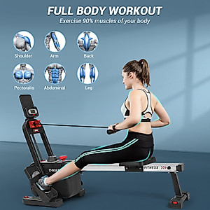 DMASUN Magnetic Rowing Machine, 350lb Weight Capacity Foldable Row Machine with 16 Level Resistance, Super Quiet, Rowing Machines for Home Use (2024 Upgraded)