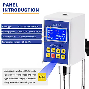 Saladulce Digital Rotary Viscometer with Temp. Probe, Lab Viscometer with Data Output, 10-6, 000,000 mPa.s Viscosity Meter Tester ±3% 100-240V