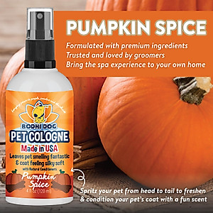 Bodhi Dog Natural Dog Cologne (Pumpkin Spice) - Premium Scented Deodorizing Pet Perfume with Conditioner for Dogs & Cats - Keeps Pets Fresh & Clean - Gentle and Safe Formula, Made in USA (4 Fl Oz)