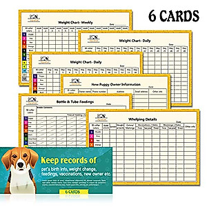 Puppy Collars for Litter Puppy ID Collars Whelping Supplies Soft Nylon Breakaway Coloured Collars with 6 Record Keeping Charts(S)