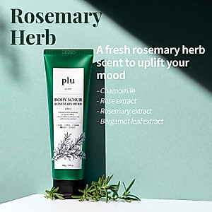 PLU Original Walnut Body Scrub Polish - Rosemary Herb - Exfoliating & Moisturizing & Glow - for Acne, Cellulite, Stretch Marks, Spider Veins - Fresh Chamomile & Rosemary Scent, 6.76 oz.