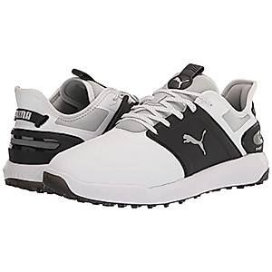 Puma Golf Men's Ignite Elevate Golf Shoe, Puma White-Puma Black-Metallic Silver, 10.5