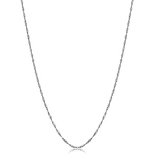 14k White Gold Singapore Chain Necklace (0.9 mm, 16 inch)