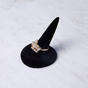 ccHuDE 4 Pcs Black Velvet Finger Ring Display Stand Cone Ring Holder Rack Jewelry Holder Showcase