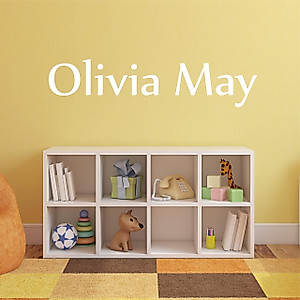 Fancy Cursive Single Personalized Custom Name Vinyl Wall Art Decal Sticker 28" W, Girl Name Decal, Girls Name, Nursery Name, Girls Name Decor, Girls Bedroom Decor, PLUS FREE 12" WHITE HELLO DOOR DECAL