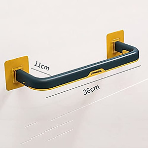 LUKEO Self-Adhesive Towel Holder Rack Wall Mounted Towel Hanger Bathroom Towel Bar Shelf Roll Holder 2 Laye Hooks Bathroom Organizer