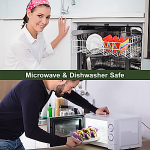 Uaniar 6PCS Taco Holder Stand for Fiesta, Large Taco Holders Set of 6, Plastic Taco Stands for 3 Tacos, Street Taco Rack Holder Stand, Dishwasher & Microwave Safe