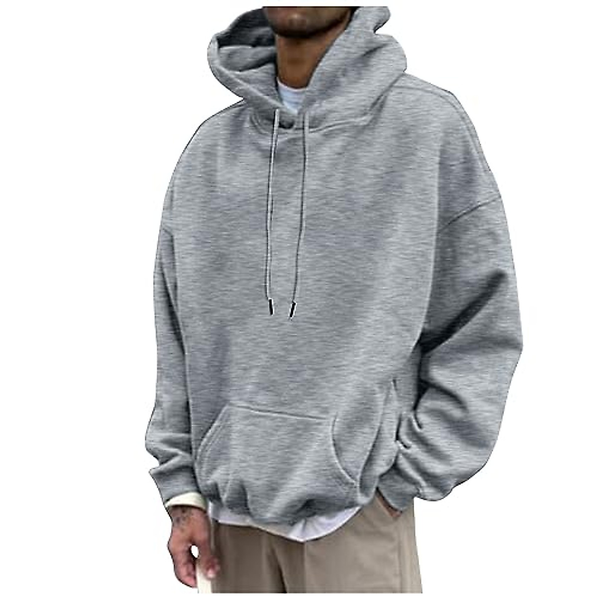 Fall Clothes, Graphic Hoodies For Men Techwear Hip Hop Long Sleeve Streetwear Unisex Casual Comfort Colors Sweatshirts Hoodies With Designs Devil Hoodie Mgk Hoodie (XL, Light Gray)