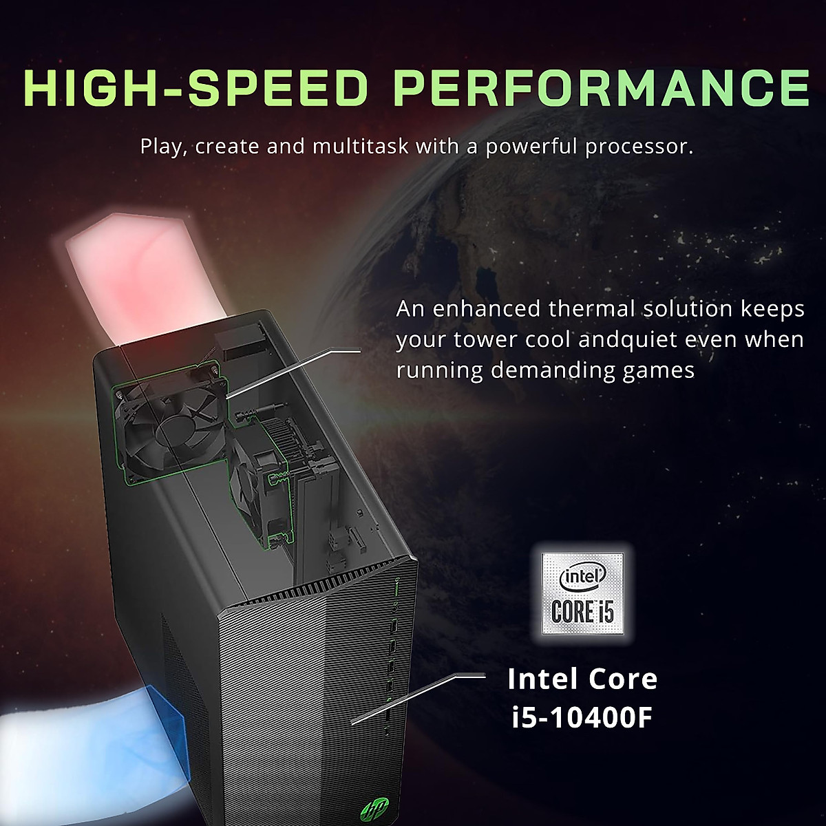 HP 2022 Pavilion Gaming Desktop Computer, Intel Core i5-10400F CPU, 32GB RAM, 2TB PCIe SSD, NVIDIA GeForce RTX 3060 Graphics, Keyboard&Mouse, Win 11 Pro, Black, 32GB Snowbell USB Card