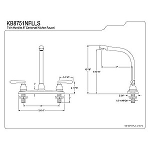 Kingston Brass KB8751NFLLS NuWave French 8-Inch High Arch Kitchen Faucet with Twin Handle without Sprayer, Polished Chrome