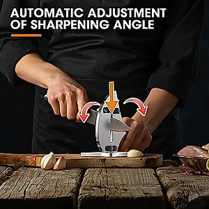 Grihot Professional Knife Sharpener | 3-Function Knife Sharpeners for Kitchen Knives, Self-Adjusting Sharpening AngleSolid Stainless Steel and Tungsten Carbide (Upgrade Sailboat Shape)