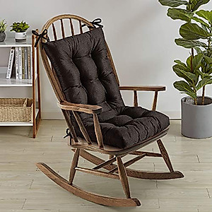 Sweet Home Collection Rocking Chair Cushion Premium Tufted Pads Non Skid Slip Backed Set of Upper and Lower with Ties, 2 Piece, Brown