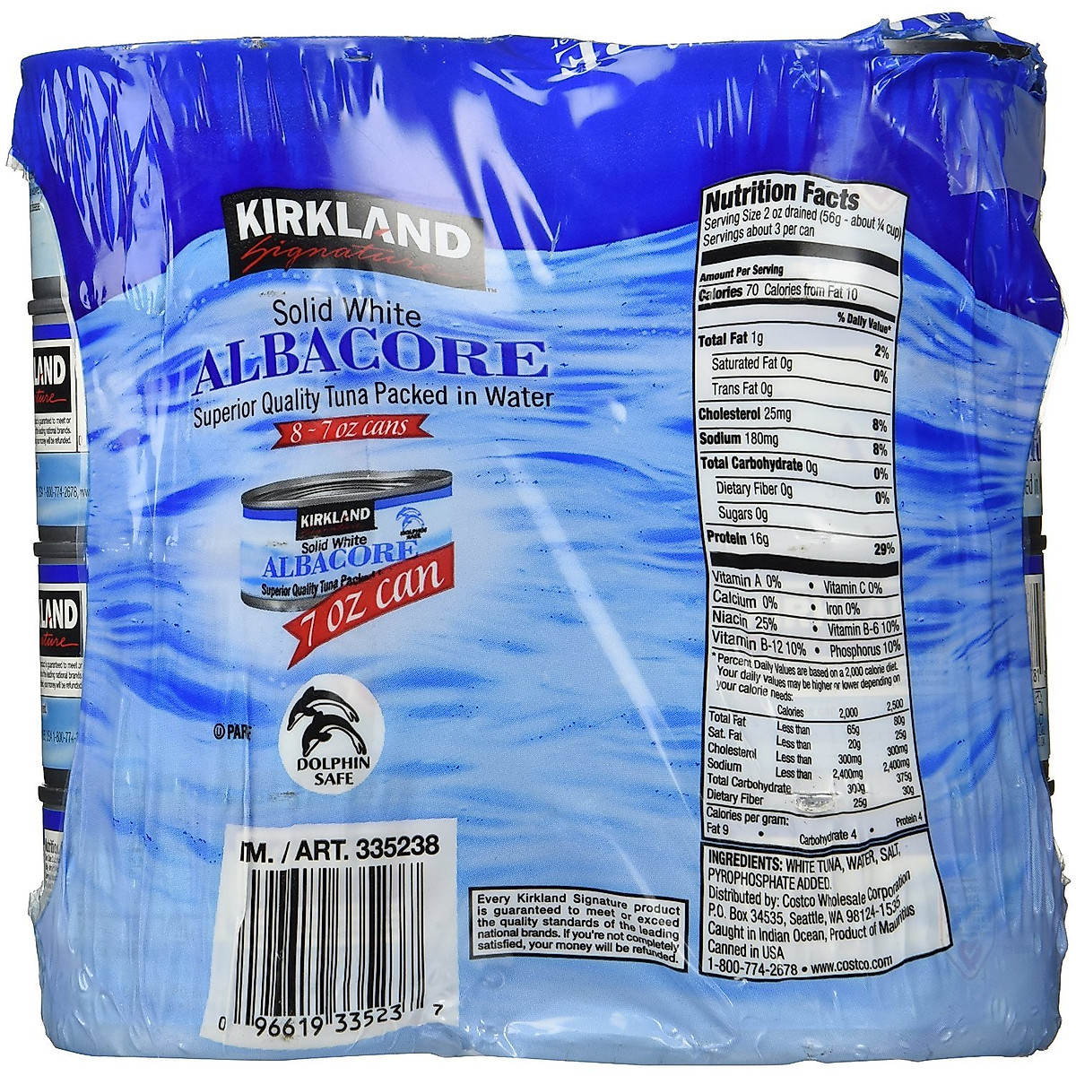 Kirkland Signature Albacore Solid White Tuna in Water, 7 Ounce (8 Pack) (2 Pack)